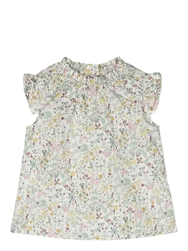 IL GUFO Girls' Mini Short-sleeved Floral Print Blouse - Multicolour