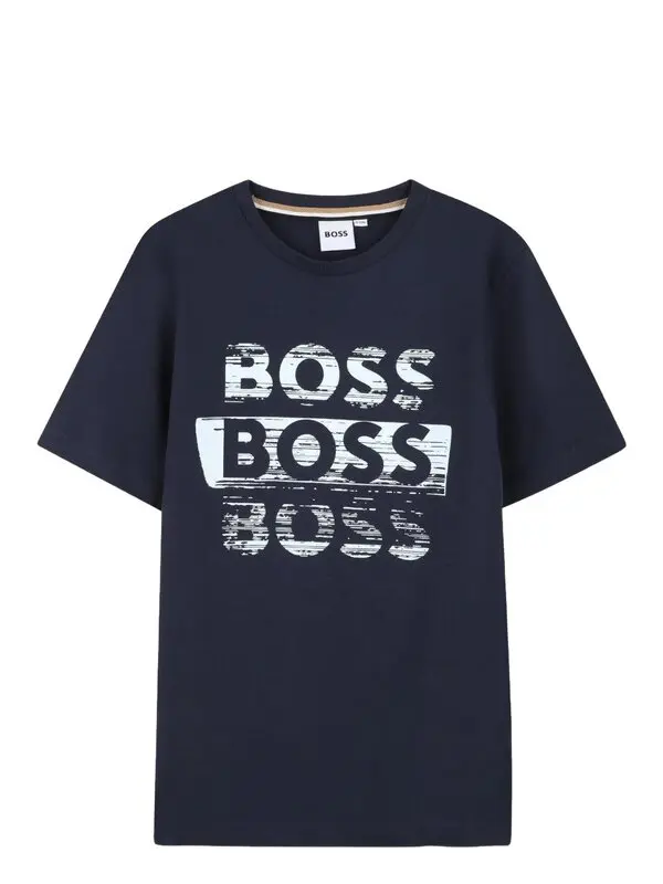 Hugo Boss Logo Printed T-shirt With Crew Neckline Short Sleeves - Blue