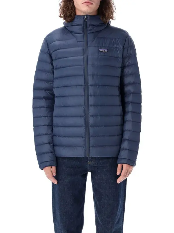 Patagonia Down Sweater Hoodie- Warm & Wind-resistant Insulated Jacket With Adjustable Hood - Blu
