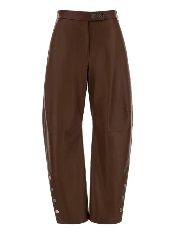 Sportmax Paneled Leather Trousers - Brown