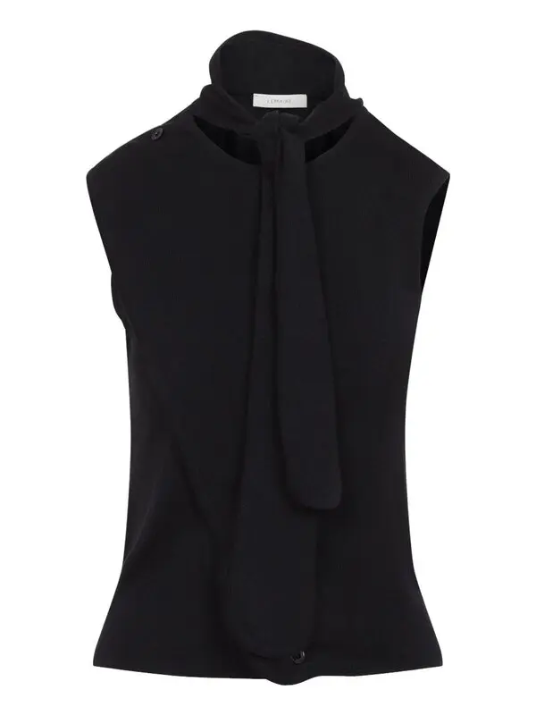 LEMAIRE Asymmetrical Wool Vest - Black