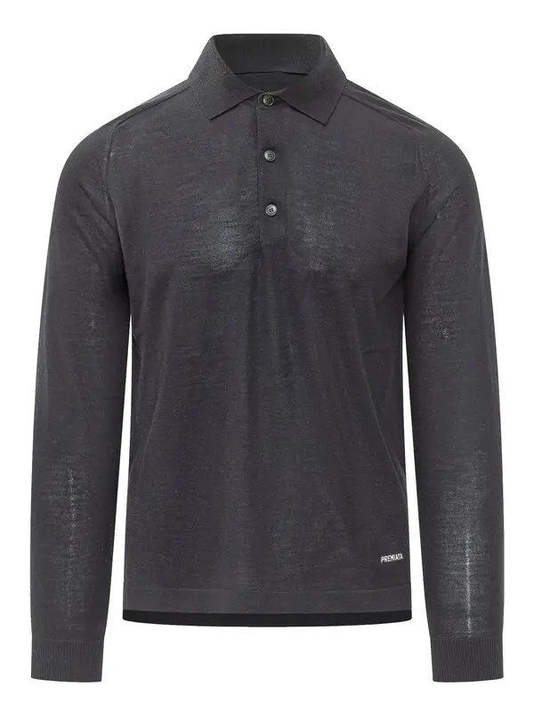 Premiata Long Sleeve Wool-silk Knit Polo Sweater - Blue