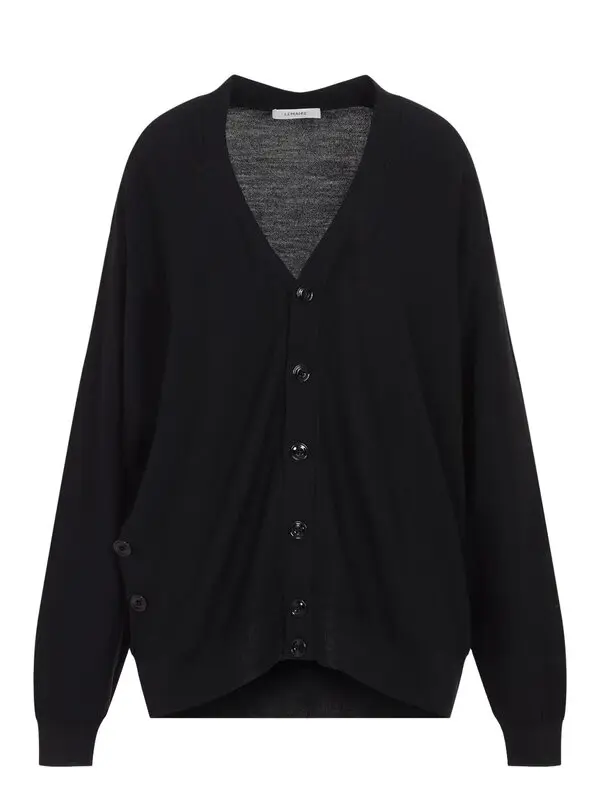 LEMAIRE Relaxed Twisted Wool Cardigan Sweater - Black