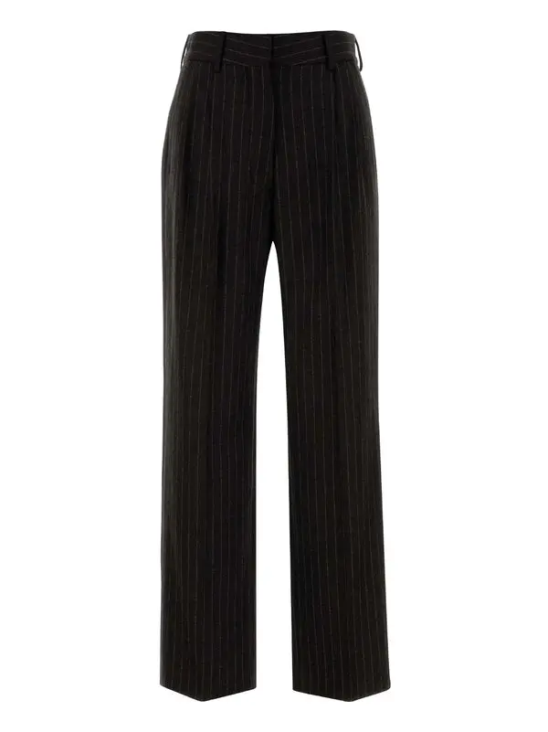 BLAZE Embroidered Wool-blend Fox Palazzo Pants For - Stripped
