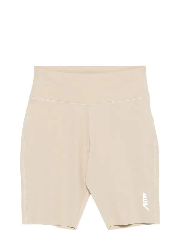 AUTRY Biker Shorts With Logo Detail - Beige