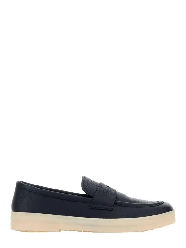 Prada Deerskin Leather Loafers With Rubber Sole - Blue