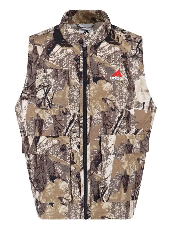 Adidas Camouflage Print Zip-up Vest With Logo Detail - Multicolour