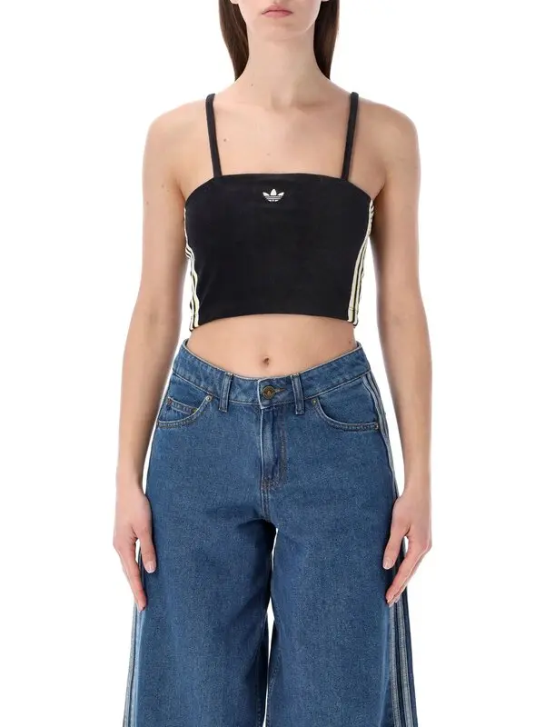 ADIDAS ORIGINALS Cropped Tank Top With Three Stripes Detail - Black