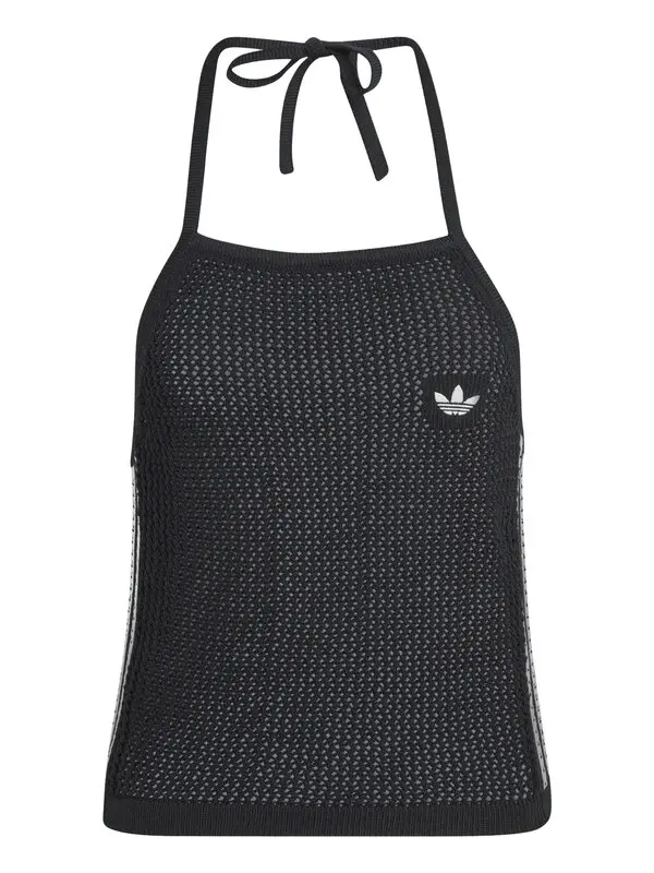 ADIDAS ORIGINALS Knit Halter Top With Tie Detail - Black