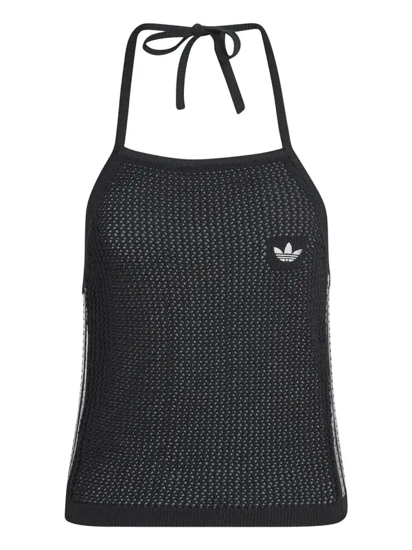 ADIDAS ORIGINALS Knit Halter Top With Tie Detail - Black