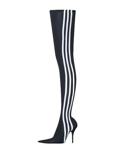 Balenciaga X Adidas Knife Over The Knee Boots 'black White - Black/white