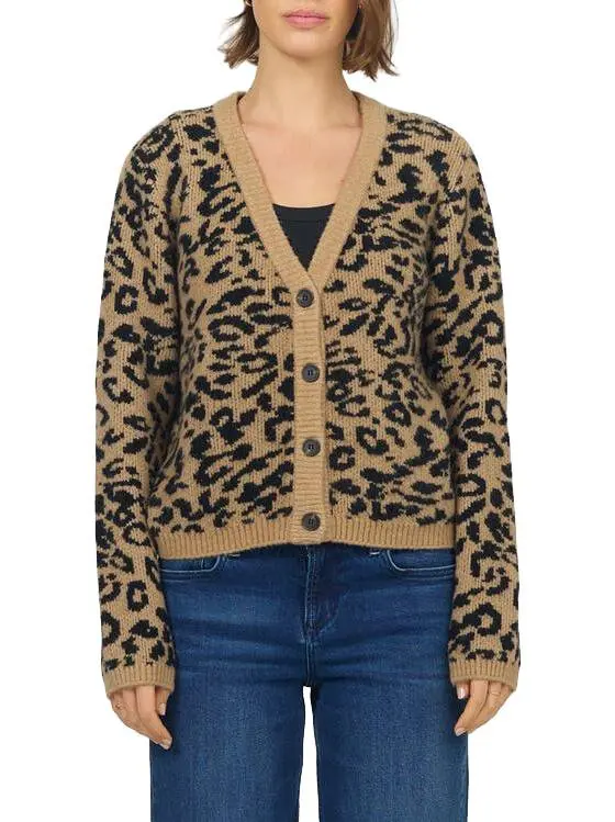DEAR JOHN Naylani V-neck Leopard Print Cardigan - Brown Leopard
