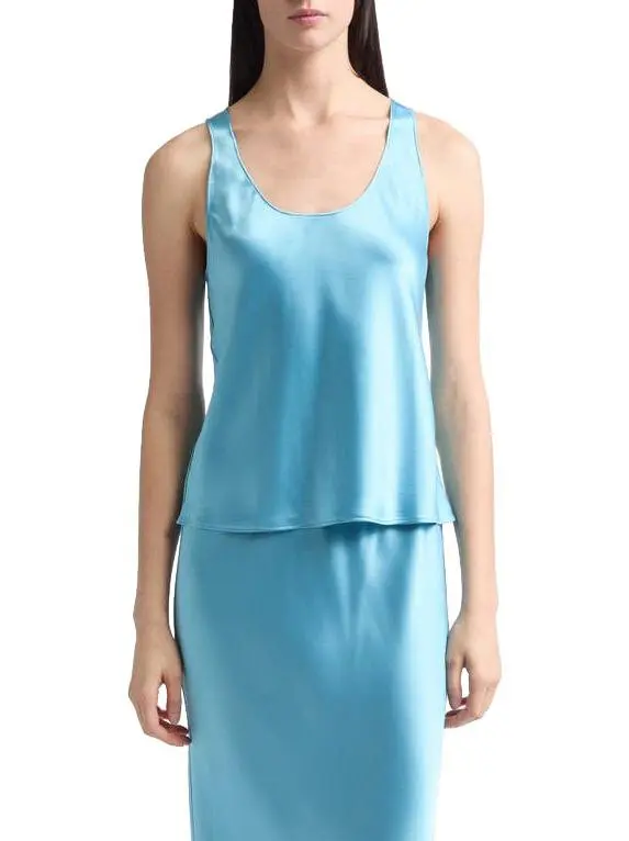 LESET Barb Satin Scoop Neck Tank - Skye