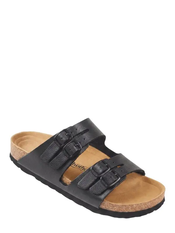 AEROTHOTIC Willow Slide Sandals With Adjustable Straps And Orthotic Footbed - Black