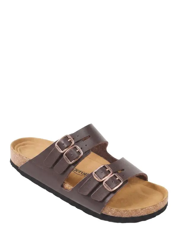 AEROTHOTIC Willow Slide Sandals With Adjustable Straps And Orthotic Footbed - Brown