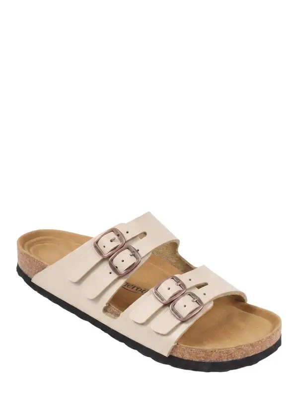 AEROTHOTIC Willow Slide Sandals With Adjustable Straps And Orthotic Footbed - Cream