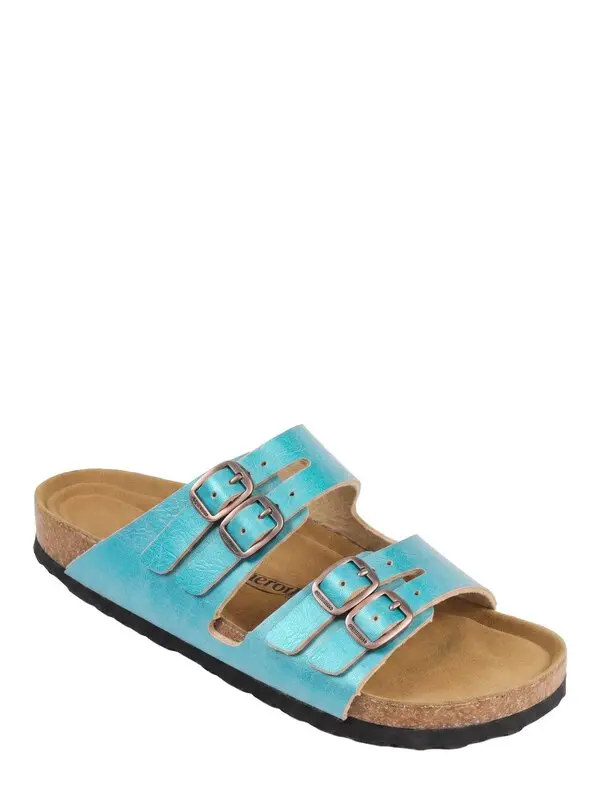 AEROTHOTIC Willow Slide Sandals With Adjustable Straps And Orthotic Footbed - Light Blue