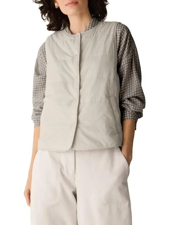 Eileen Fisher Round Neck Quilted Vest - Plaster