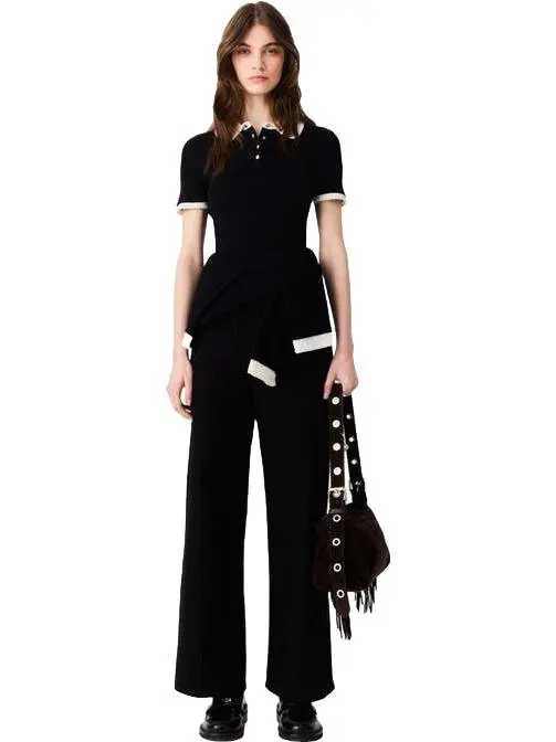Maje Short-sleeved Polo Shirt - Black