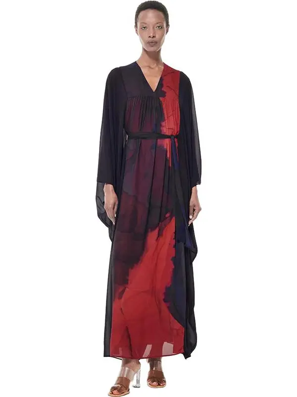 LEEM Belted Printed Kaftan - Multicolor