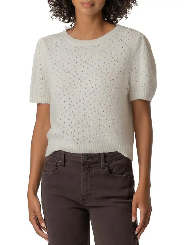 Kut From The Kloth Faith Pointelle Short Sleeve Sweater - Blossom