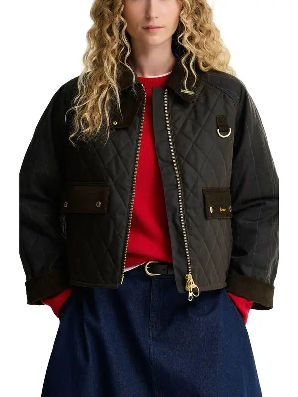 Barbour Tartan Reimagined Icon Quilted Waxed Cotton Jacket - Olive/classic