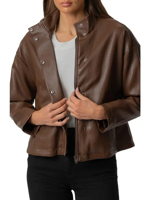 Kut From The Kloth Wren Oversize Faux Leather Jacket - Chocolate