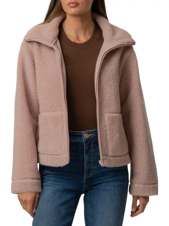 Kut From The Kloth Dena Faux Shearling Zip Jacket - Blush