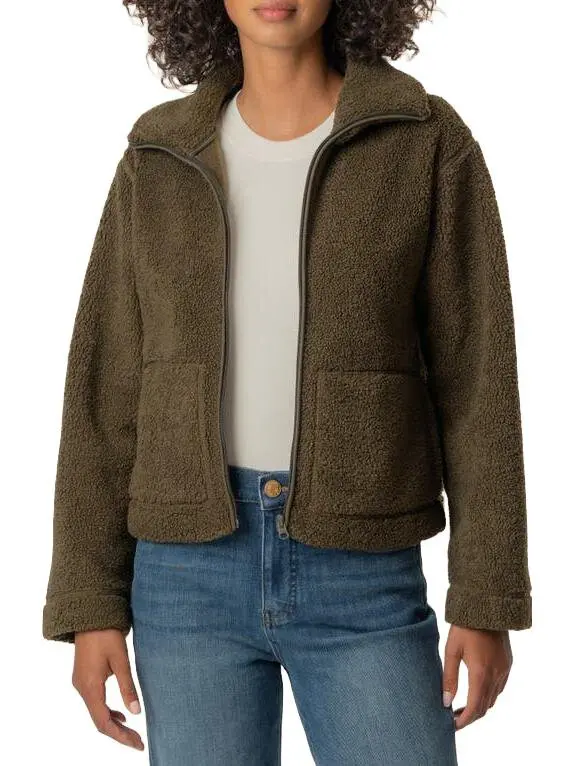 Kut From The Kloth Dena Faux Shearling Zip Jacket - Olive