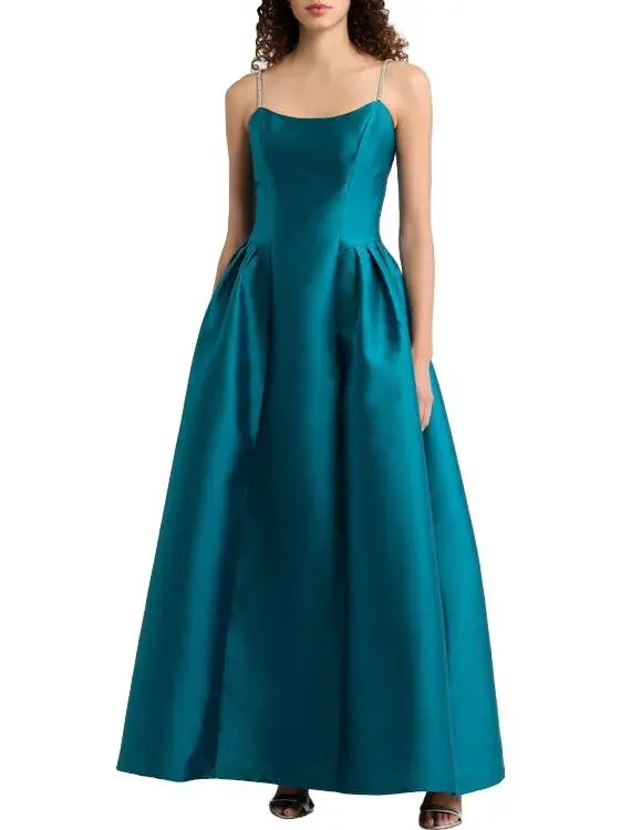 Eliza J Embellished Strap Drop Waist Ballgown - Teal
