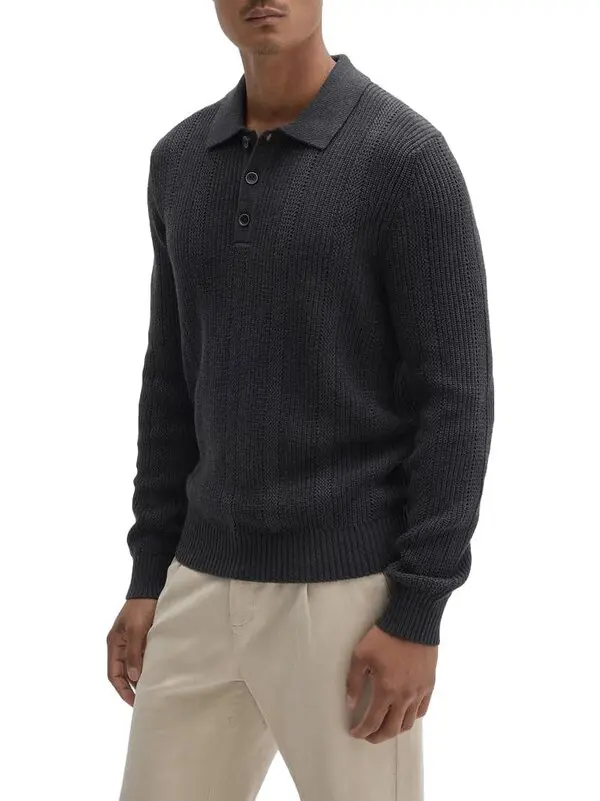 Robert Barakett Mercato Long Sleeve Polo Sweater - Graphite