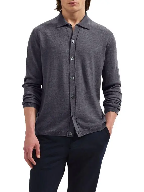 Bugatchi Alistair Merino Wool Cardigan - Anthracite