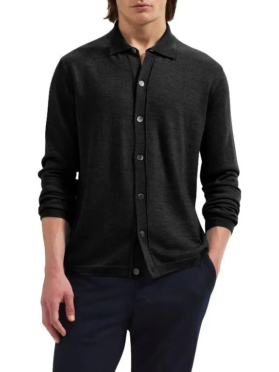 Bugatchi Alistair Merino Wool Cardigan - Black