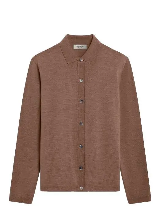 Bugatchi Alistair Merino Wool Cardigan - Camel