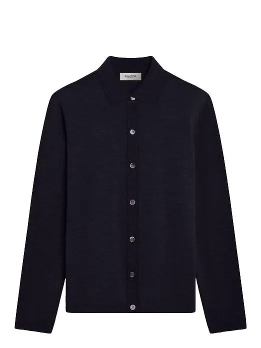 Bugatchi Alistair Merino Wool Cardigan - Navy