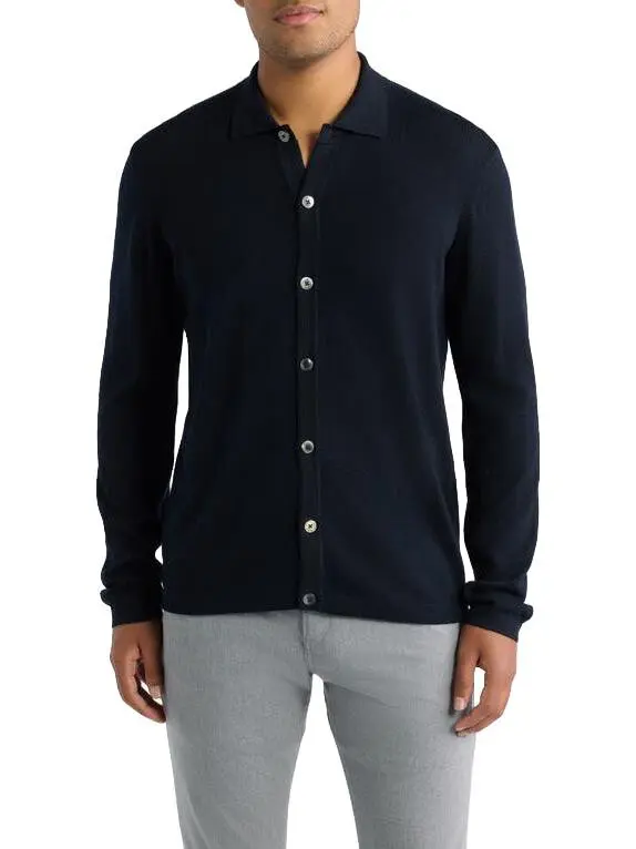 Bugatchi Alistair Merino Wool Cardigan - Navy