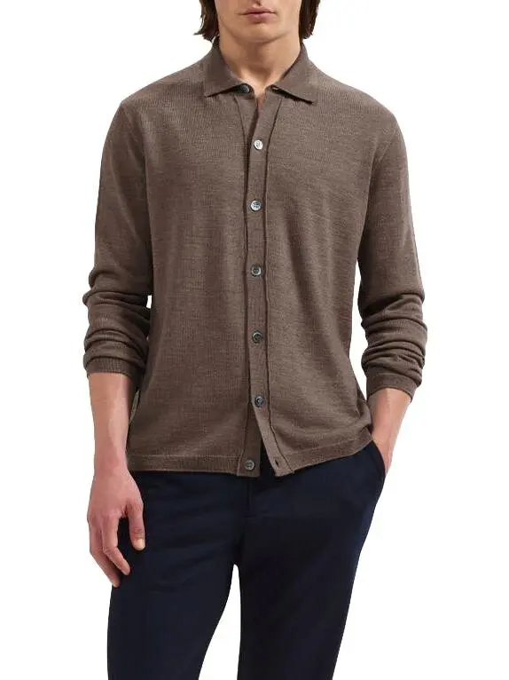 Bugatchi Alistair Merino Wool Cardigan - Walnut