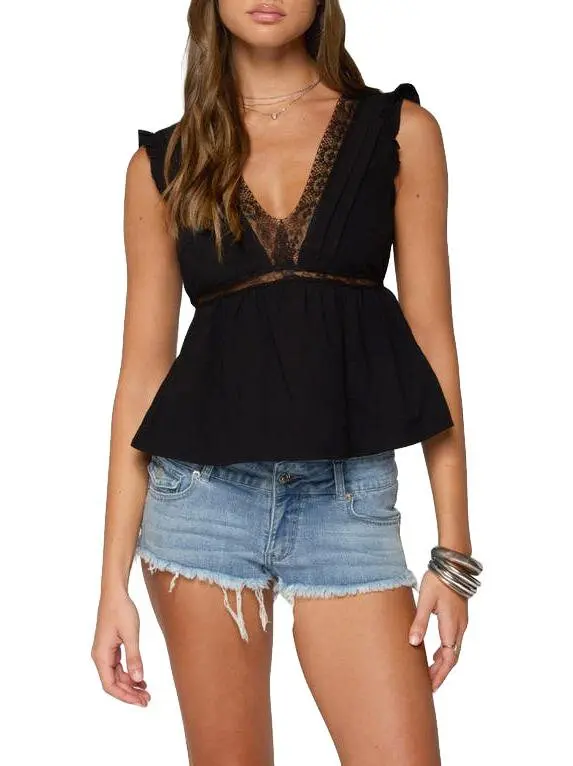 EDIKTED Meadow Cotton Lace Top - Black
