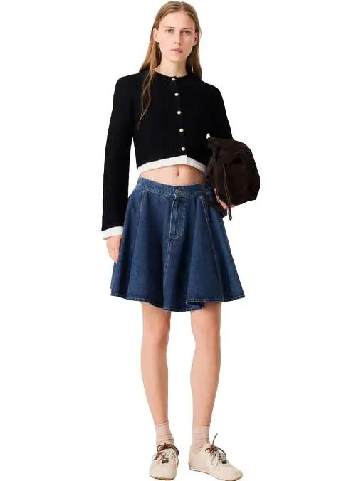 Maje Cardigan With Contrast Band - Black