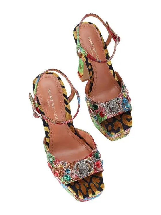 Kurt Geiger Chelsea Platform Peep Toe Sandal - Open Red