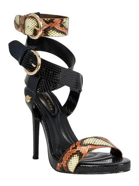 AZALEA WANG Kandinsky Faux Leather Sandal - Black