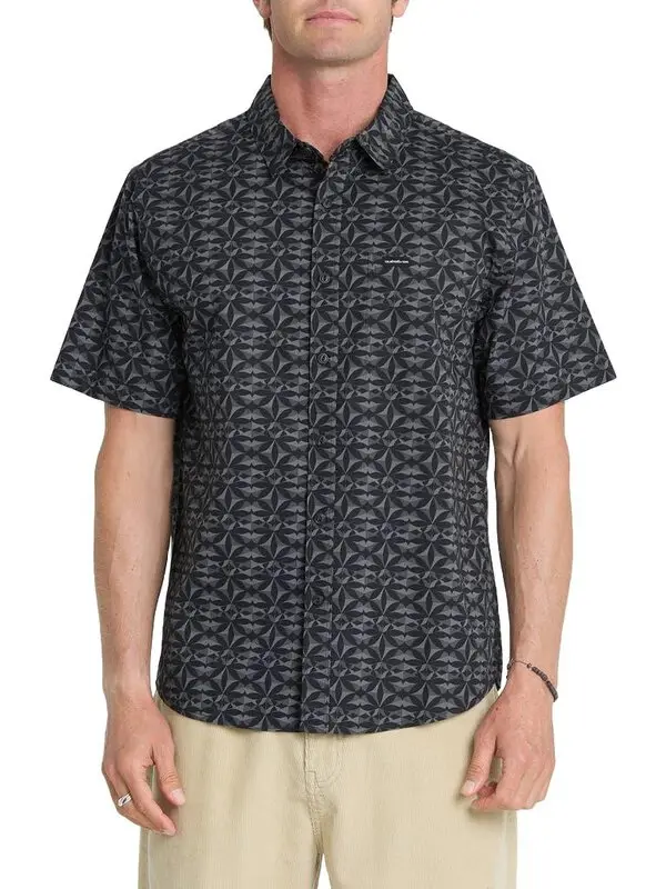 Quiksilver Natural Tile Short Sleeve Button-up Shirt - Anthracite