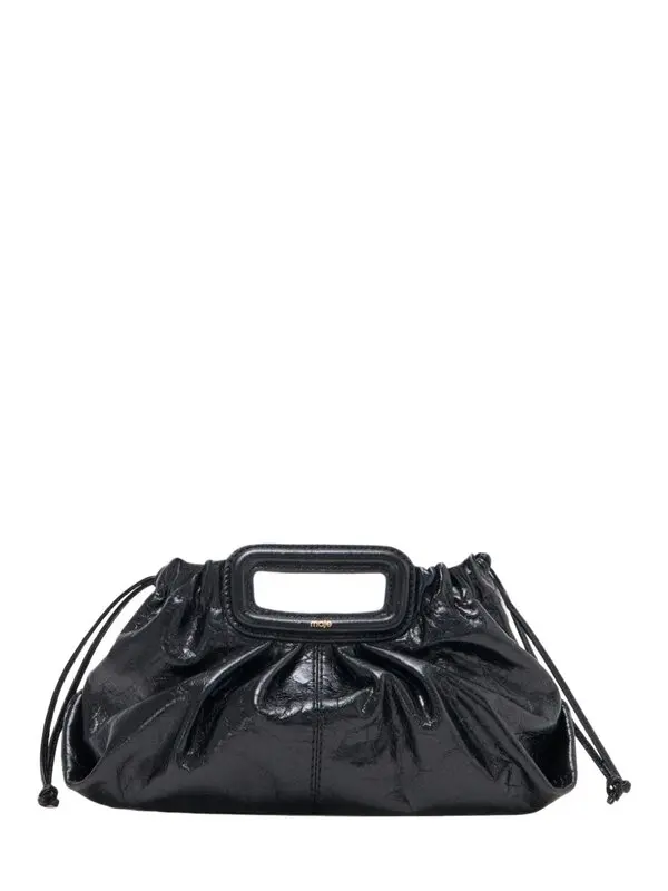 Maje Crackled Leather Milpli Pouch - Black
