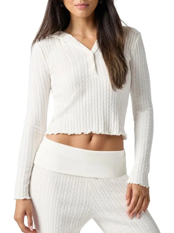 FLORENCE BY MILLS Baby Cable Knit Cropped Hoodie - Jet Stream
