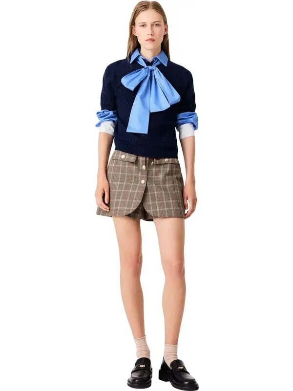 Maje Tonal Rhinestone Sweater - Navy