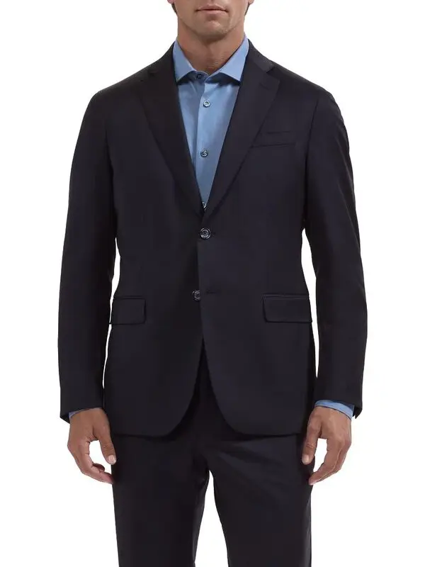 Bugatchi Two-button Stretch Virgin Wool Blazer - Navy