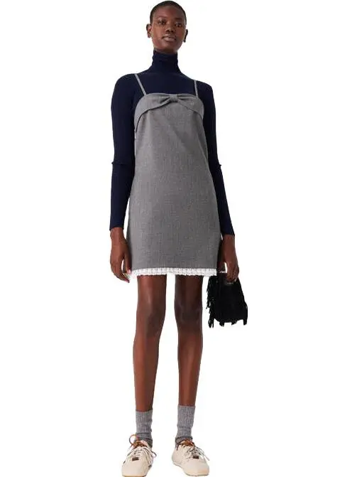 Maje Short Tailored Dress With Lace - Grey