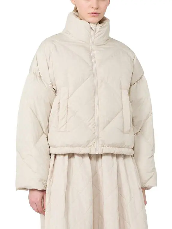Max Mara Diamond Quilted Down Puffer Jacket - Ivory