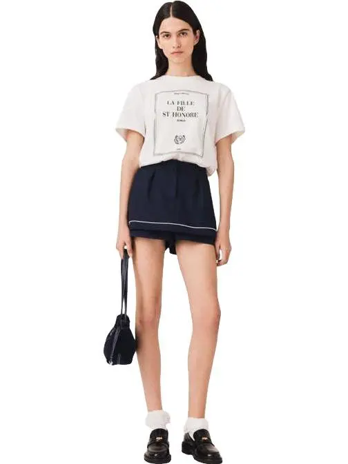 Maje Layered-effect Suit Shorts - Navy