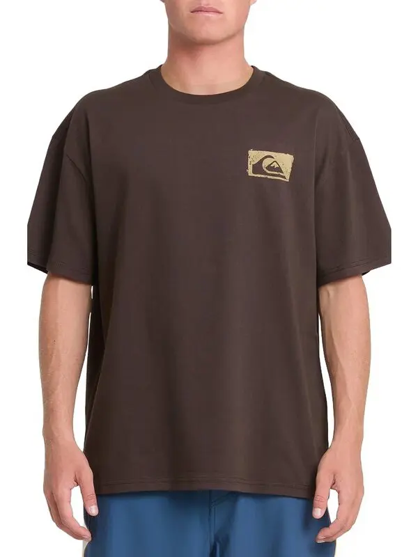 Quiksilver Yg Impaired Embroidered Cotton Graphic T-shirt - Java